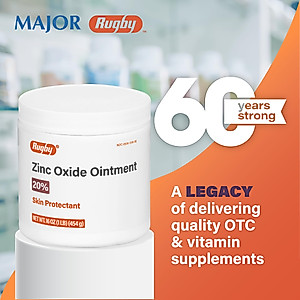 Rugby Zinc Oxide Ointment Skin Protectant - 20% - 16 Oz (1lb) (454 g) (4 Pack)