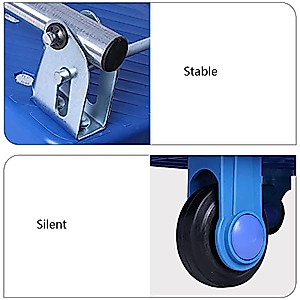 Generic Platform Trucks Platform Truck Push Cart with Metal Foldable Handle and Plastic Panel Portable 4 Wheels Trolley for Warehouse Factory Transport Platform Cart, Small