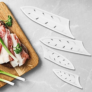 XYJ Knife Sheath Ceramic Knife Edge Guards 8 Pcs Set for 3 4 5 6 inch Knife Blade Protector Knife Cover for Ceramic Knife Kitchen Chef Knife Case Black White