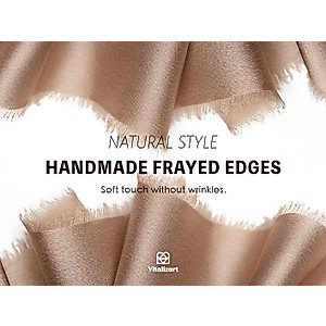 Vitalizart Silk Satin Ribbon 1 Inch x 15 Yard Wooden Spool Champagne Handmade Frayed Ribbon for Gift Wrapping Baby Shower Wedding Bridal Bouquets Holiday Decor 3 Rolls x 5 Yard