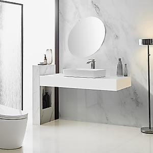 BWE Vessel Sink Faucet Modern Waterfall Brushed Nickel Single Hole Bathroom Faucet Single Handle with Pop up Drain Without Overflow Assembly Vanity Basin Bath Sink Faucets Mixer Tap Lead-Free