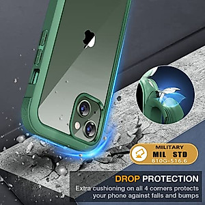 Miracase Compatible with iPhone 13 case 6.1 inch, 2023 New Full-Body Glass Clear Case Bumper Case with Built-in 9H Tempered Glass Screen Protector for iPhone 13, Acacia Green