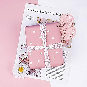 WRAPAHOLIC Wrapping Paper Roll - Pink Marble/Floral/Star Set, Perfect for Birthday, Holiday, Mother's Day, Wedding, Valentine's Day, Graduation Baby Shower - 3 Rolls - 30 inch x 120 inch