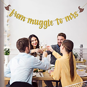 Dalaber from Muggle to Mrs Banner, Wizard Bridal Shower Decoration Wizard Wedding Engagement Bachelorette Party Supplies,Gold Glitter