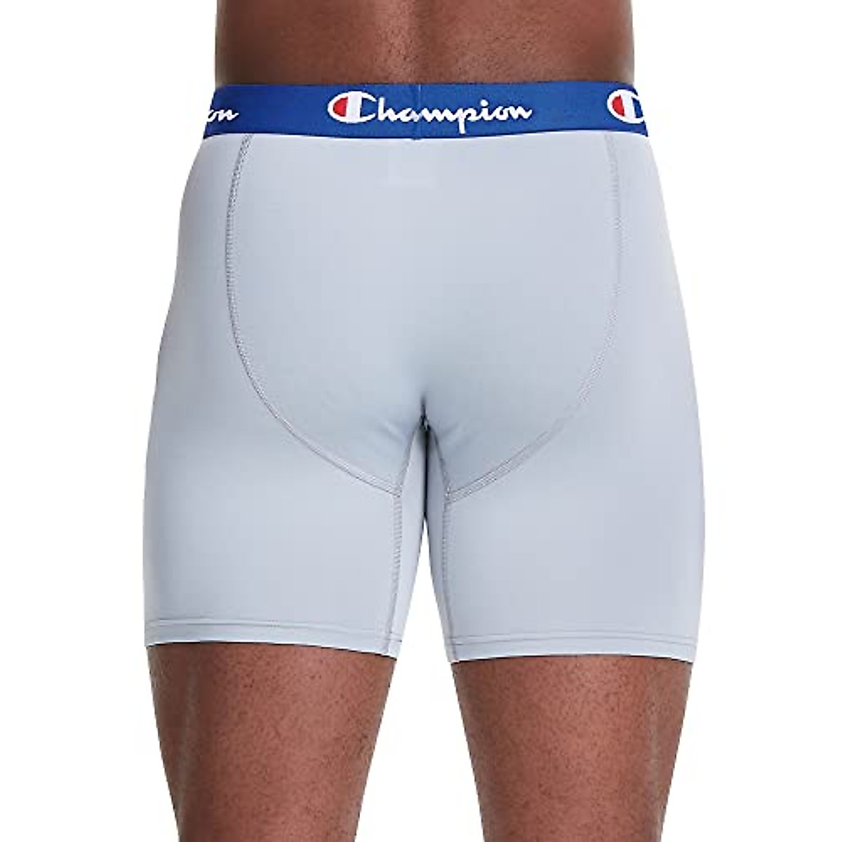 Champion Men's Underwear Boxer Briefs, Everyday Active, Lightweight Stretch, Multi-Pack, Blue Print With Champion Logo/Navy/Silverstone - 3 Pack, Large