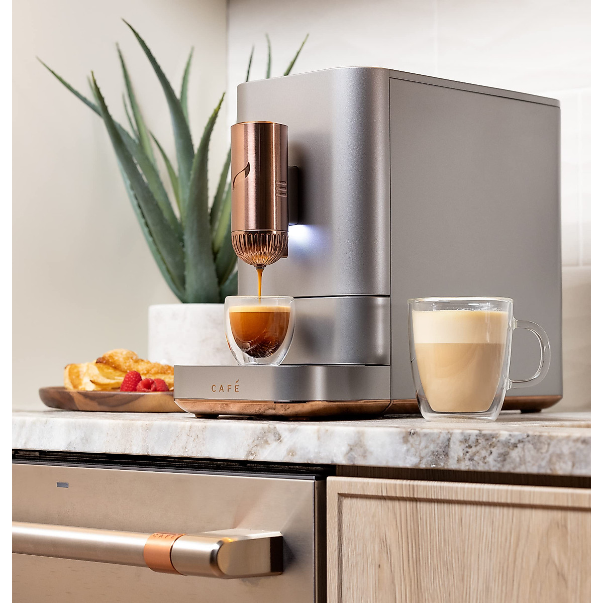 Café Affetto Automatic Espresso Machine | Brew in 90 Seconds | 20 Bar Pump Pressure for Balanced Extraction | Five Adjustable Grind Size Levels | WiFi Connected for Drink Customization | Steel Silver
