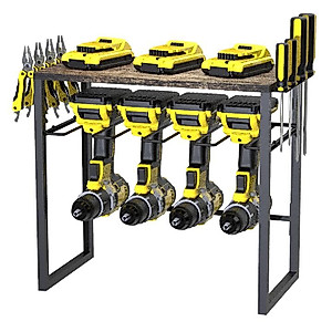 melos Tool Storage Holder, Wall Mount Style for Power Tool Drill as Heavy Duty Tool Shelf & Tool Rack with Compact Design