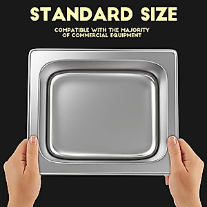 PYY 1/2 Half Size Steam Table Pans, 2-Pack 6 Inch Deep Restaurant Steam Table Pans Commercial, Hotel Pan Made of 201 Gauge Stainless Steel