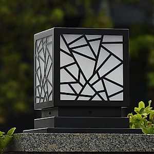 KAIKEA Black European Outdoor Post Light Pier Mount Fixture 7.8" E27 for IP65 Exterior House Porch Patio Deck Garage Yard Garden Driveway Home Lawn Walkway Chinese Floor Lamp Pillar Lantern