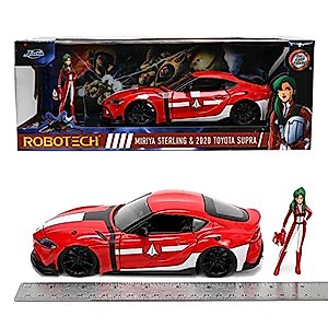 Jada Toys Robotech 1:24 2020 Toyota Supra Die-cast Car w/ 2.75" Miriya Sterling Figure, Toys for Kids and Adults