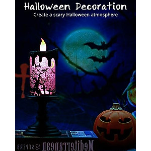 DERAYSION 10" Halloween Snow Globe Candle Lantern, Battery Operated Glittering Lighted Rotating Flameless Candles, 3 AA Battery-Powered Halloween Decoration Gifts for Friends, Loved Ones and Children