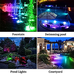 T-SUN Solar Pond Light, Super Bright LED Underwater Color Changing Solar Lights RGB Submersible Fountain Lights IP68 Waterproof Fish Tank Light for Aquarium Garden Pool Fountain Pond 5 in 1