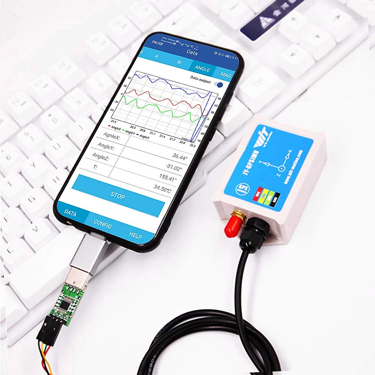 WitMotion WTGAHRS1 10-axis High-stability IMU AHRS Inclinometer, High-precision Acceleration+Gyro+Angle+Magnet+Air Pressure+GPS, TTL Level, Low-consumption Navigation Position Tracker with GPS Antenna