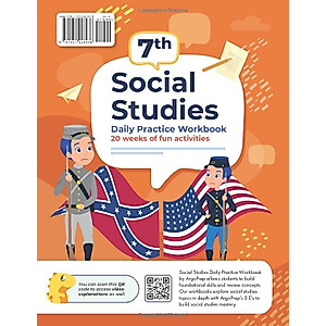7th Grade Social Studies: Daily Practice Workbook | 20 Weeks of Fun Activities | History | Government | Geography | Economics | + Video Explanations for Each Question (Social Studies by ArgoPrep)