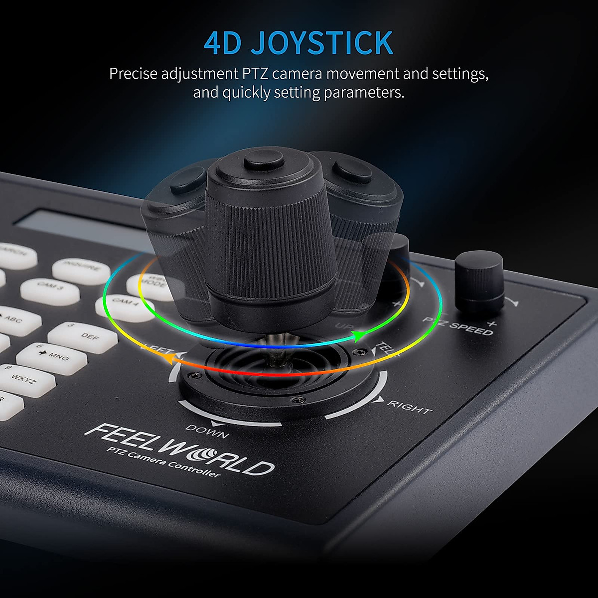 FEELWORLD KBC10 PTZ Camera Controller with Joystick and Keyboard Control LCD Screen PoE Supported for Live Streaming Church Conference