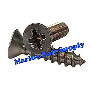 Type 316 Stainless Steel Phillips Drive Flat Head Sheet Metal Screw Kit - Marine Bolt Supply 6-111906