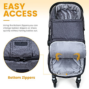 Orzbow Footmuff for Stroller,Christmas Gifts Weatherproof Anti-Kick Universal Toddler Sleeping Bag,Removable Warm Coral Fleece Lined Stroller Bunting Bag Footmuff（Black）