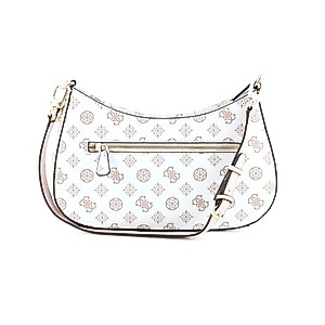 GUESS Noelle Top Zip Shoulder Bag, White Logo