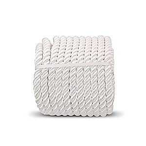 Aoneky 1/2 5/8 3/4 7/8 inch Nylon Twisted Rope - White Pull Rope Cord (3/8 inch x 100 ft)