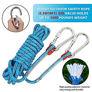 Spring Pole Dog Rope Toys: Dog Rope Pull & Tug of War Toy with a Big Spring Pole Kit & 2 Strong Dog Rope Toys & 16ft Rope - Muscle Builder Interactive Dog Toy for Pitbull Medium to Large Dog