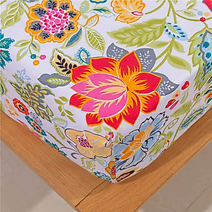 Bedlifes Twin Sheets Set Ultra Soft Breathable Silky Flower Bed Sheets Deep Pocket 100% Microfiber Bedding Sheets 3 Piece Twin Size Floral Spring