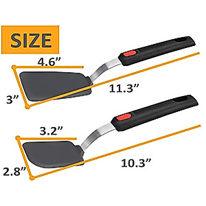 2 Pack Flexible Silicone Spatula Turner, 600°F Heat Resistant Silicone Spatula Set for Nonstick Cookware, Kitchen Silicone Cooking Utensil Set for Egg Pancake Flipper/Heat Resistant Silicone Grip