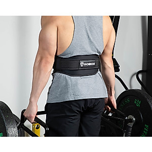 ROBOX Weight Lifting Belt, Gym, Back Support, Bodybuilding, Fitness, Training, Lumbar Support, Neoprene Workout Belt for Men and Women (Medium, Full Black)