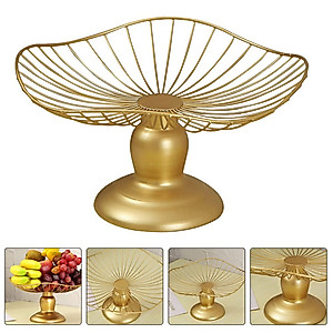 Hemoton Gold Footed Fruit Basket: Metal Wire Fruit Bowl Decorative Snacks Plate Dessert Cake Serving Bowl Appetizers Platter Tray for Home Party Kitchen
