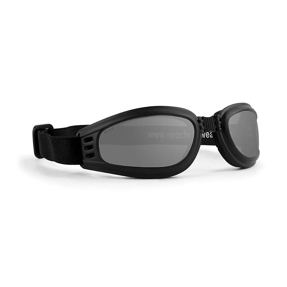 2 Pairs Epoch Padded Folding Motorcycle Riding Goggles Black Frame Clear and Smoke Lenses