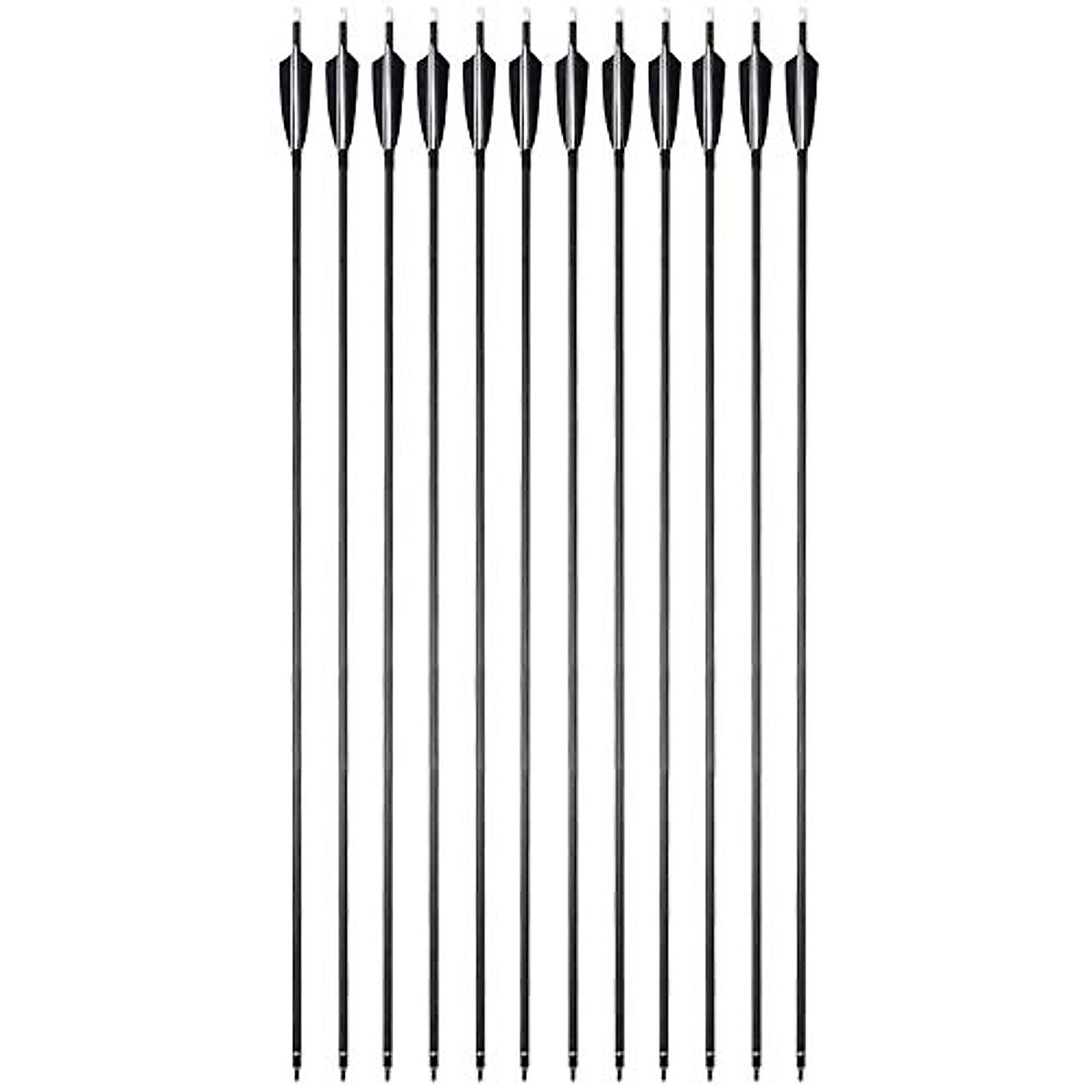 SHARROW 6/12 PCS Carbon Arrow 34 Inch Archery Arrow Spine 500 Turkey Feather Practice and Hunting Arrows with Removable Tips for Compound Bow and Recurve Bow