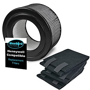 BlueBird Filters Replacement HEPA Filter & Carbon Pre Filter Kit For Honeywell 10500 (EV-10) 17000 17000-S 17005 OEM Part Number 20500 (1 HEPA + 3 Carbon Pre-Filter)