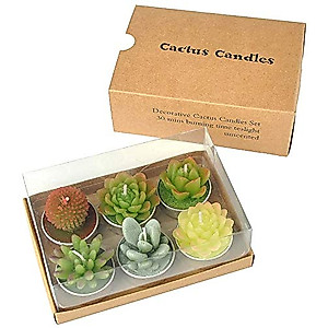 SSleng Cactus Tealight Candles, Handmade Delicate Succulent Cactus Candles（ Perfect for Birthday Party ,Wedding, Spa, Home Decor)