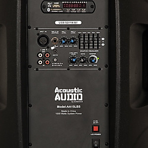 Acoustic Audio by Goldwood 15" 1000W Bluetooth Speaker Set w/ LED, Mic, Stand, & Remote