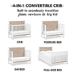 Carter's by DaVinci Radley 4-in-1 Convertible Crib in White & Coastwood, Greenguard Gold Certified