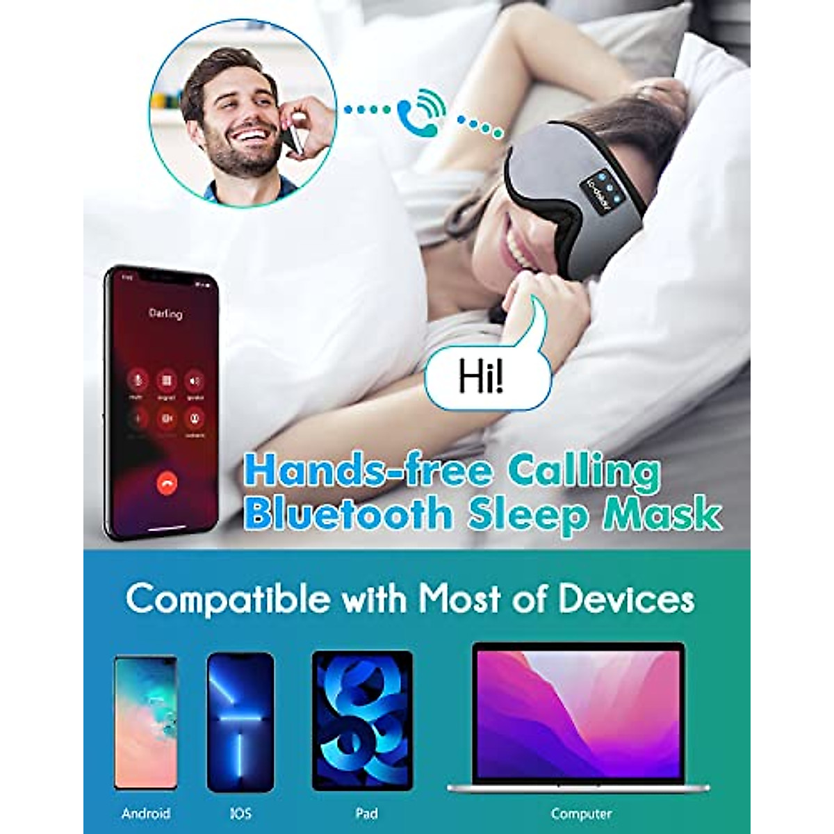 Sleep Mask with Bluetooth Headphones,LC-dolida Sleep Headphones Bluetooth Sleep Mask 3D Sleeping Headphones for Side Sleepers Best Gift and Travel Essential (Grey)