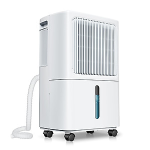 WATTSMART 2,500 Sq Ft Home Dehumidifier with Drain Hose, 55 OZ Water Tank, 24 Hr Timer, 50 Pints High Efficiency Compressor for Basements, Bedrooms, Bathrooms and Laundry Rooms