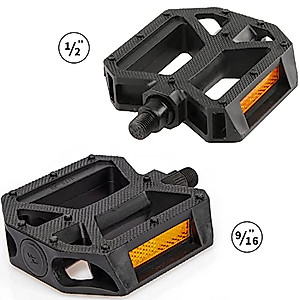 AVASTA Bicycle Pedals BMX Mountain Road City Bike Pedal, 1/2-Inch Boron Steel Spindle with Reflector Replacement Non-Slip Lightweight