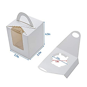 25 Pack Portable Cupcake Boxes Containers With PVC Window Candy Box