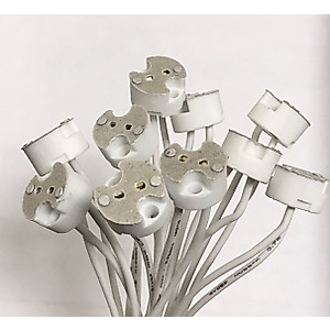 10 Pack Bioluz LED MR16 Socket, GU5.3 Socket, LED Halogen Lamp Ceramic Wire Connector Base Socket Adapter MR16 MR11 G4 GU5.3 Socket (Pack of 10)