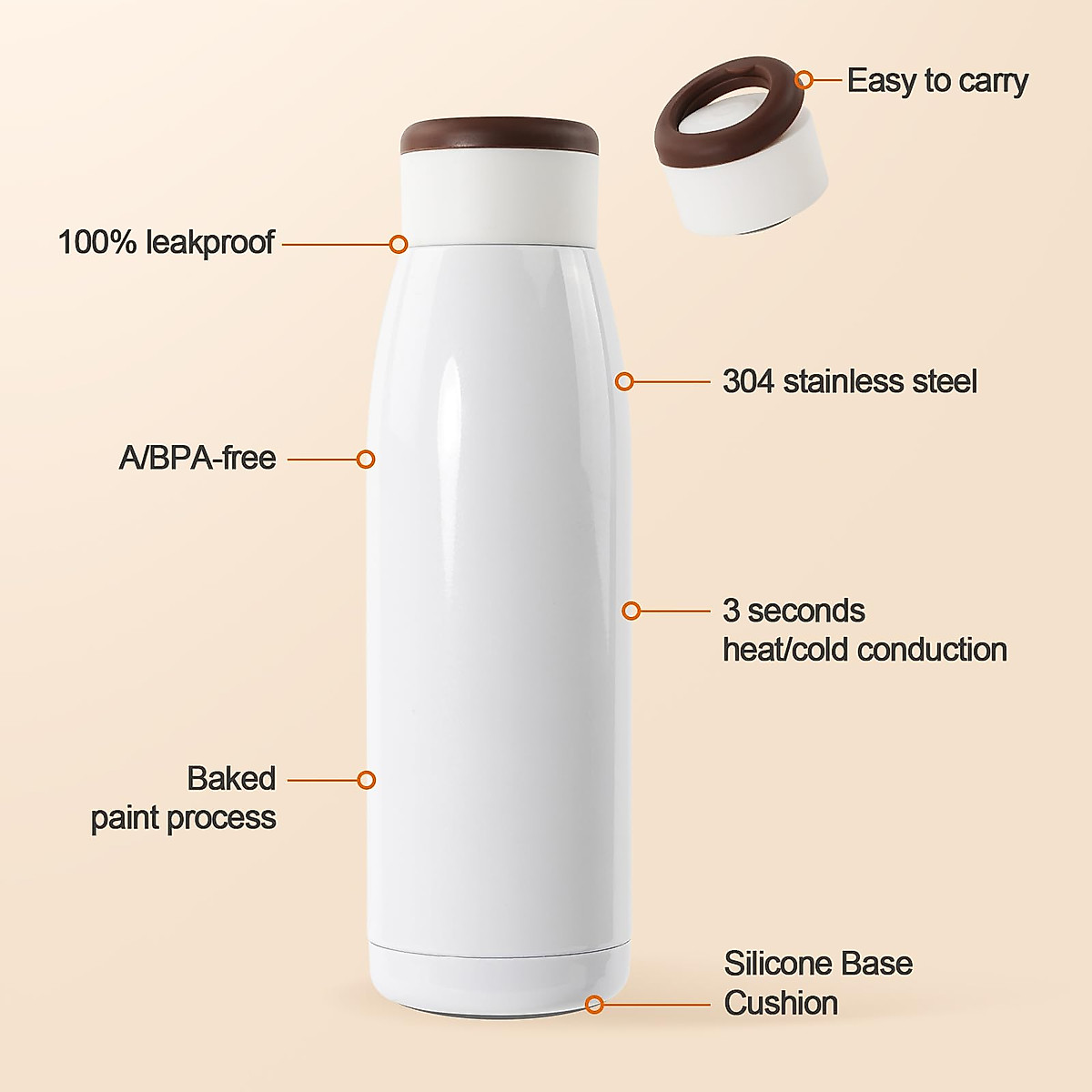14 oz Travel Coffee Tumbler with Lid, Stainless Steel Double Walled and Vacuum Insulated Tumblers,Coffee Thermos Watter Bottle for Gift, Shake the Travel Coffe Mugto Get the Walls Cold/Hot(White)