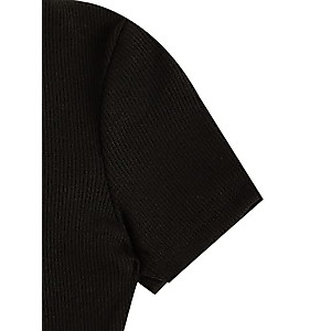 SOLY HUX Girl's Summer 2 Piece Outfits Short Sleeve Crop Top and Cute Print Shorts Sets Cute Clothing Set White Black Striped 11-12Y