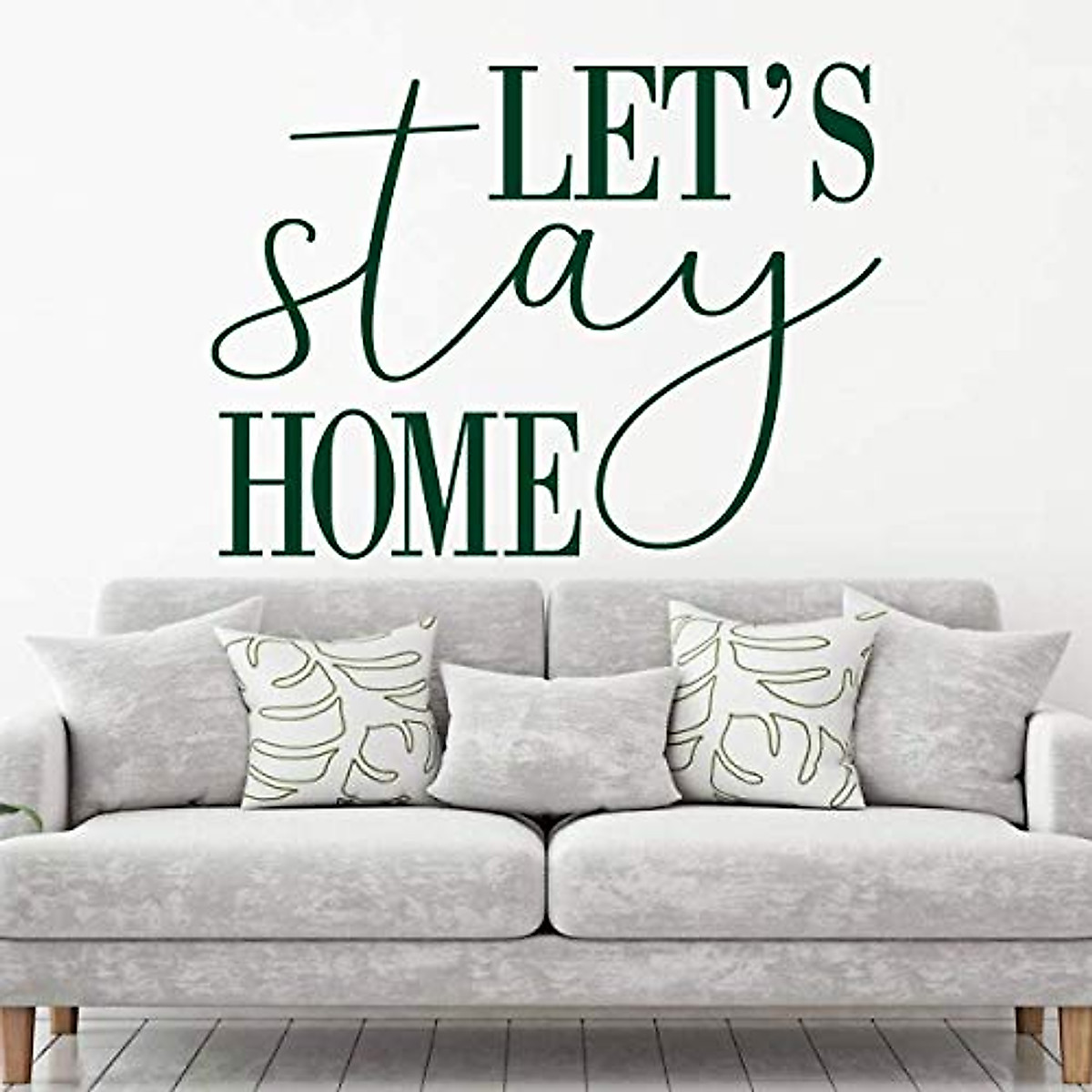 'Let's Stay Home' Decal - Vinyl Wall Lettering for Living Room, Bedroom, Dining Room, Theater - Available in a Variety of Sizes and Colors