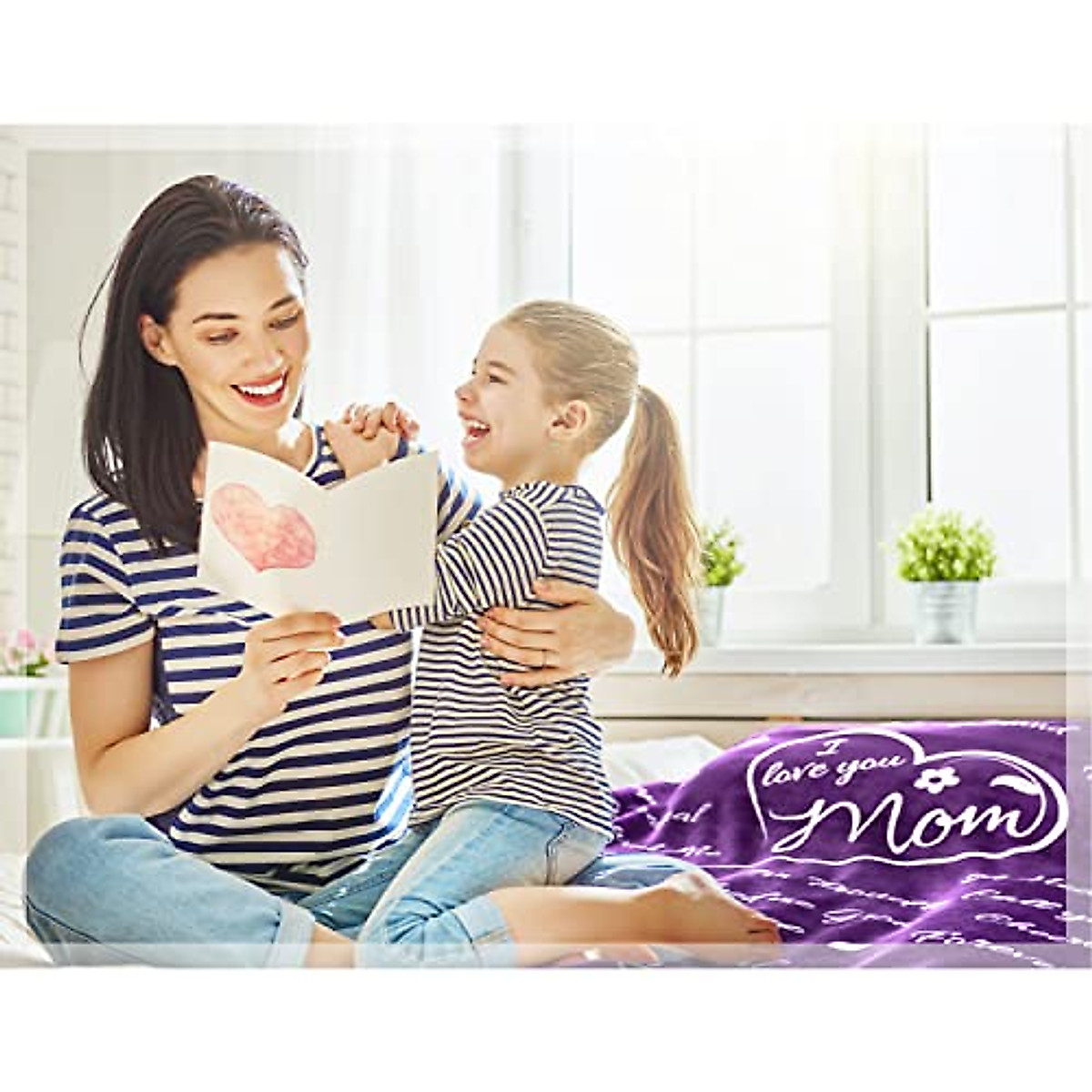 ButterTree Mom and Wife Blankets, Throw Blankets 65" x 50" (2-Pack, Purple)