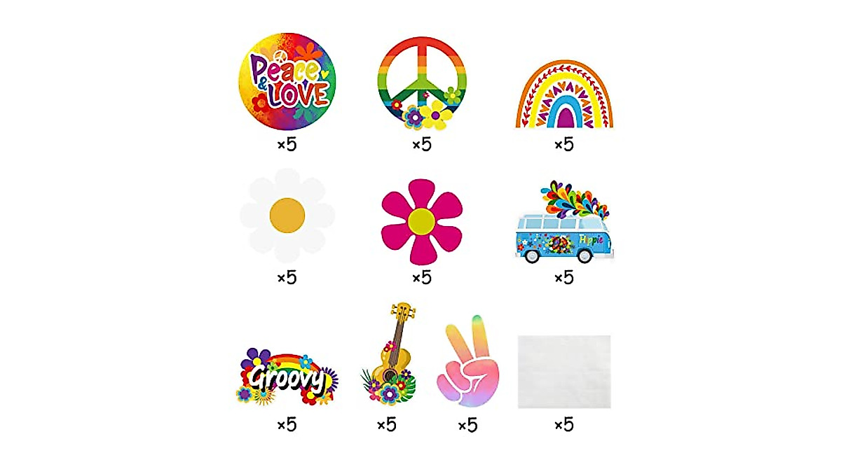 Retro Hippie Bulletin Board Set | 45 Colorful 60s Wall Decor