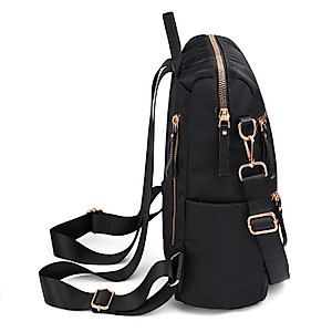 UTO Camo Waterproof Backpack for Women Durable Nylon Multipurpose Roomy Multi pockets Travel Business Shoulder Bag Black