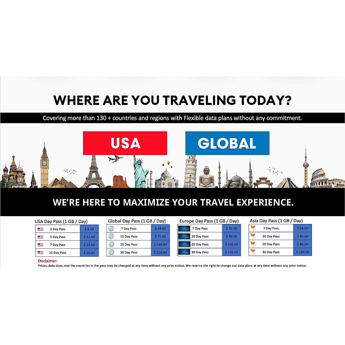 Travel Global WiFi Hotspot Portable Internet Router, SIMFREE, Pocket Router for Travel, Dual Band, France Global Destinations (3GB US or 1GB Global*)