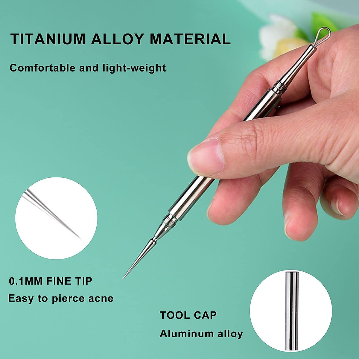 Professional Facial Milia Removal and Whitehead Extractor & Lancet - Double Ended Circle Loop & Sharp Needle Pimple Popper Tool - 2-in-1 Blackhead & Blemish Remover - Zit and Pimple Acne Removal