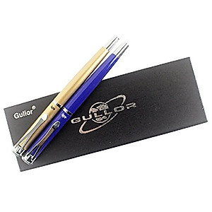 Gullor 2PCS Jinhao Fountain Pen Set Y1, Silver Trim, Medium Nib - Gold & Blue