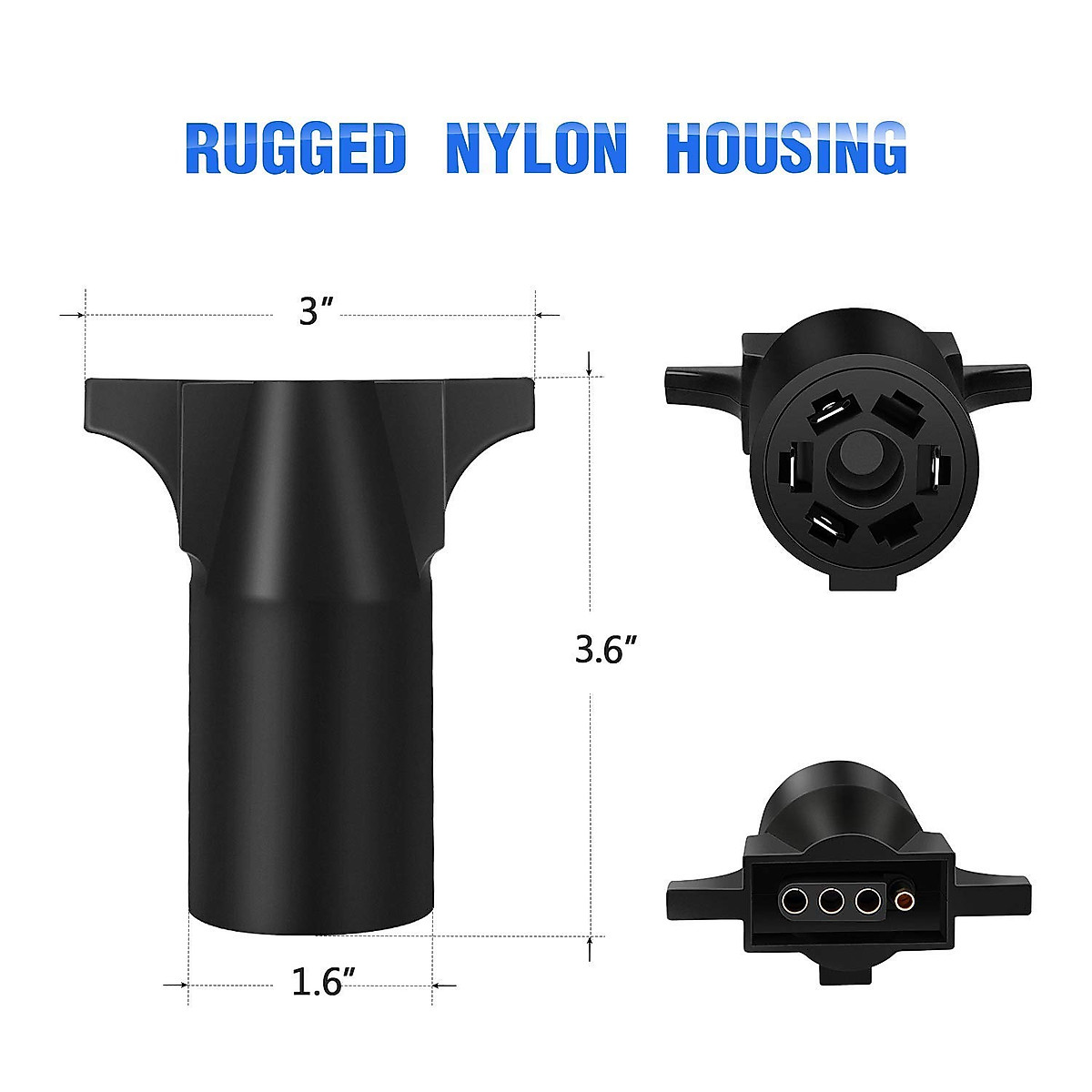 Nilight 7-Way to 4-Way Flat Blade Trailer Adapter Waterproof Rugged Nylon Housing 7-pin to 4-pin Trailer Wiring Adapter