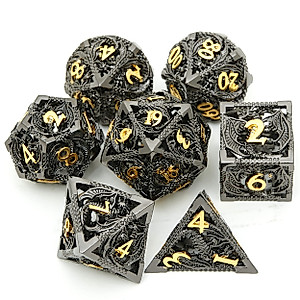 DND Metal Polyhedral Dice Set Dungeons and Dragons Dice Set D&D Role Playing Dice Metal Dice Set 7PCS Suitable for Dungeons and Dragons RPG MTG Table Games D&D Pathfinder Shadowrun and Math Teaching